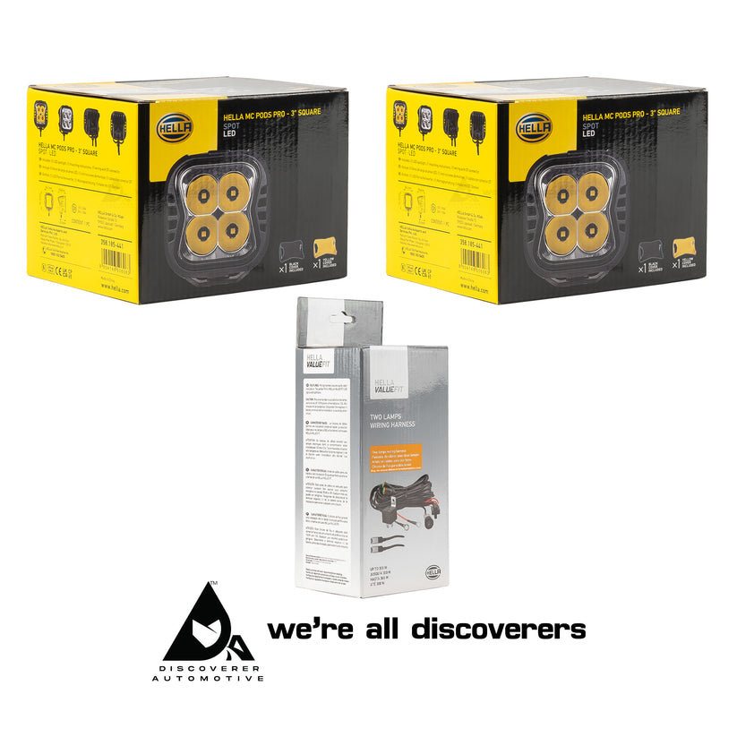 HELLA 3" MC PODS PRO KIT [SQUARE SPOT BEAM] – Discoverer Automotive